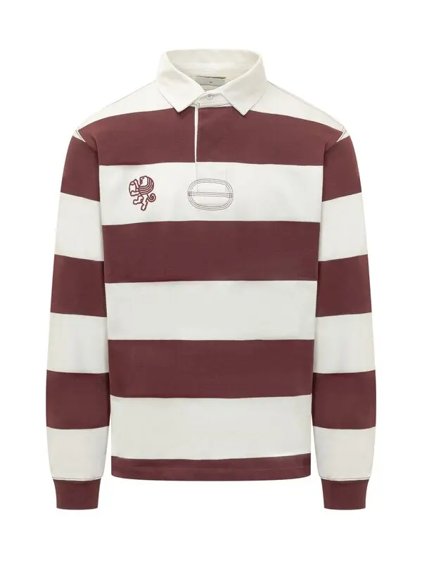 WOC Mini Striped Polo With Collar - Offwhite