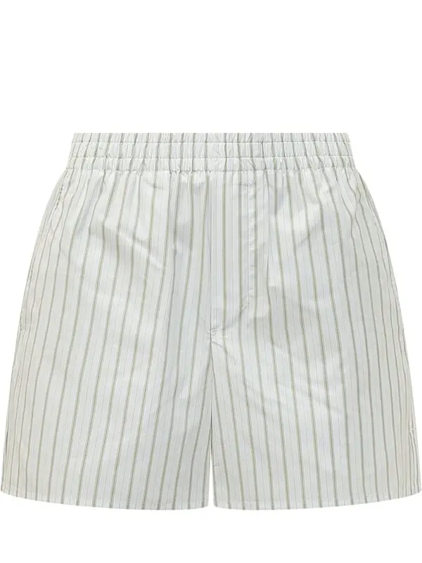 AMI Paris Stylish Mini Shorts With Striped Design - Blanc/matcha