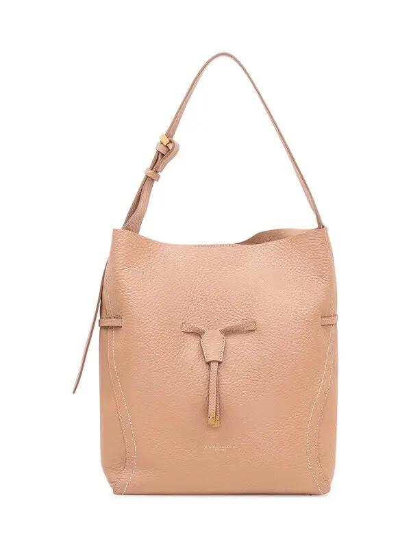 GIANNI CHIARINI Sienna Mini Shoulder Bag With Drawstring And Handle - Clay