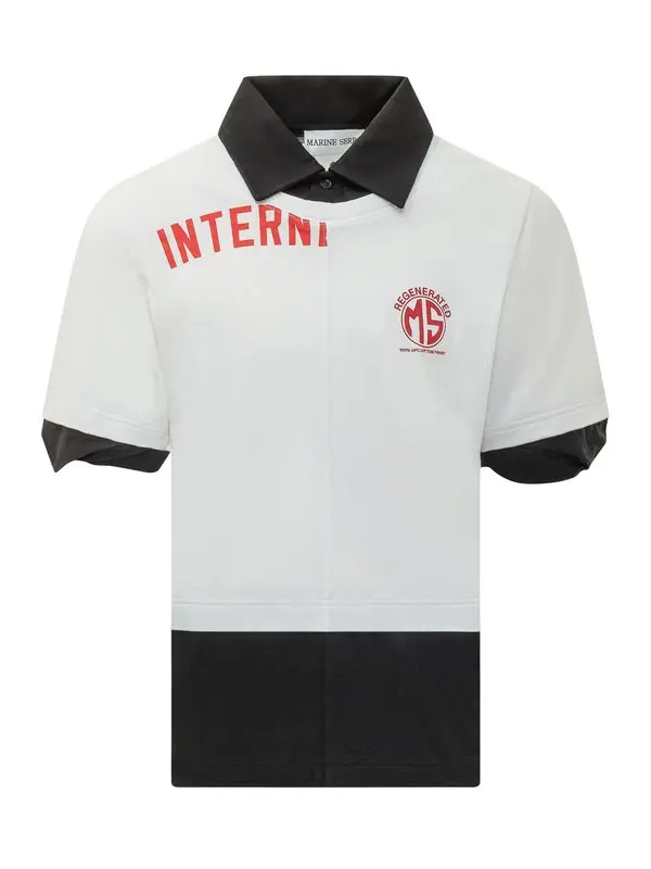 MARINE SERRE Graphic Print Polo Shirt - White