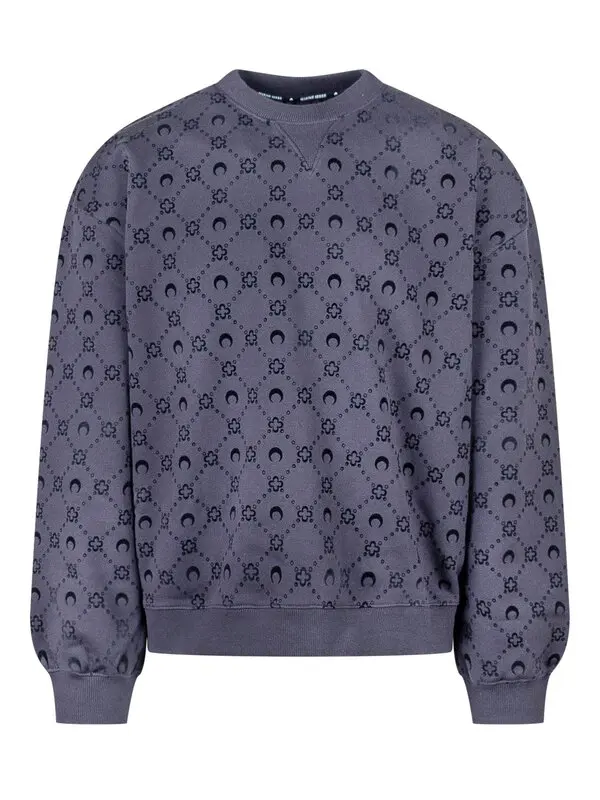 MARINE SERRE All-over Logo Printed Sweatshirt - Black