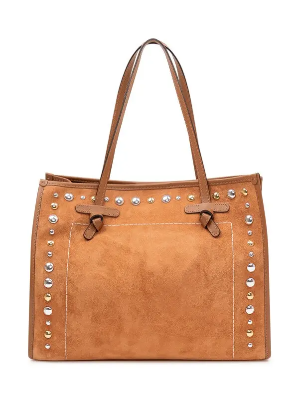 GIANNI CHIARINI Marcel Tote Handbag With Studs - Caramel