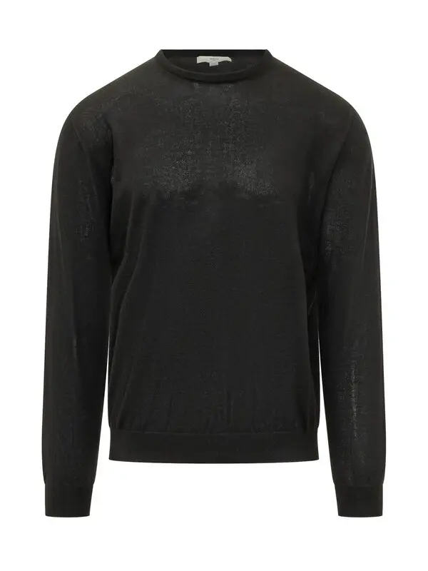 Malo Basic Crewneck Knit Sweater - Nero