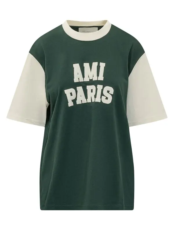 AMI Paris Signature Logo T-shirt - Vert Bouteille