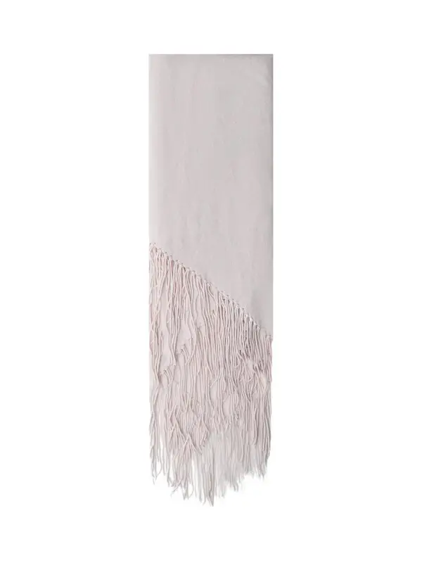 VANISE Caterina Knit Cape With Long Fringe - Stucco