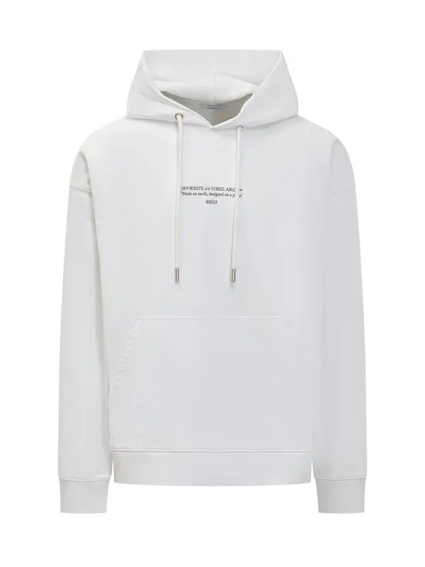 Off-White Casual Hoodie Sweatshirt With Logo Print - White Black