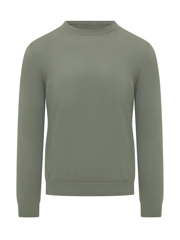 Malo Long Sleeve Sweater With Giro Neck - Mud Green