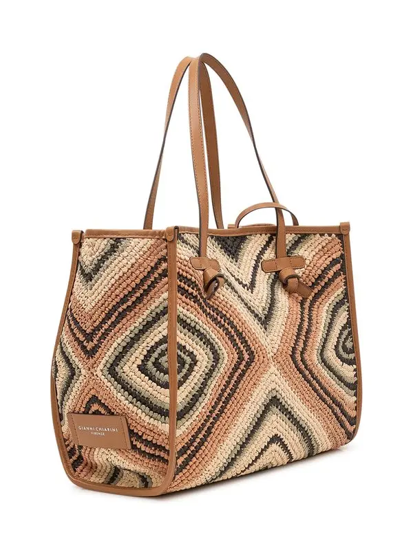 GIANNI CHIARINI Marcel Mini Tote Handbag In Soft Fabric With Geometric Pattern - Var.willow