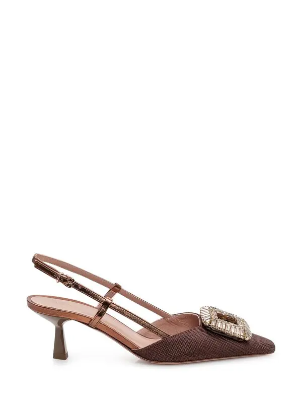 Roberto Festa Jewel Buckle Slingback Heels - Marrone