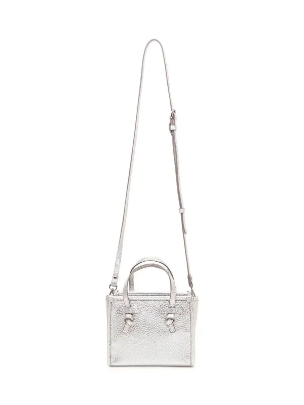 GIANNI CHIARINI Mini Chic Handbag With Double Handles And Knotted Details - Silver
