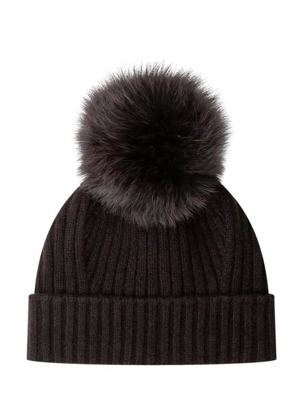 VANISE Lola Cuff Beanie With Pom-pom - Caffe