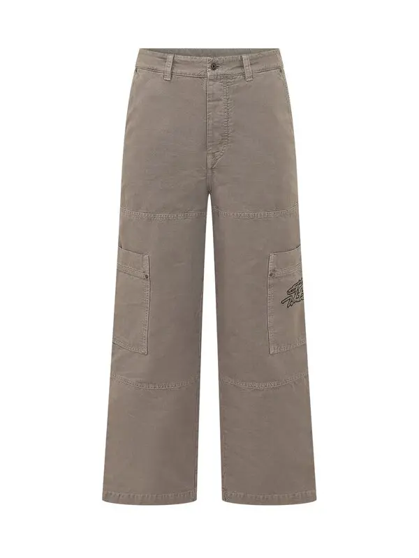 Off-White Straight Leg Cargo Trousers With Applied Pockets - Stone