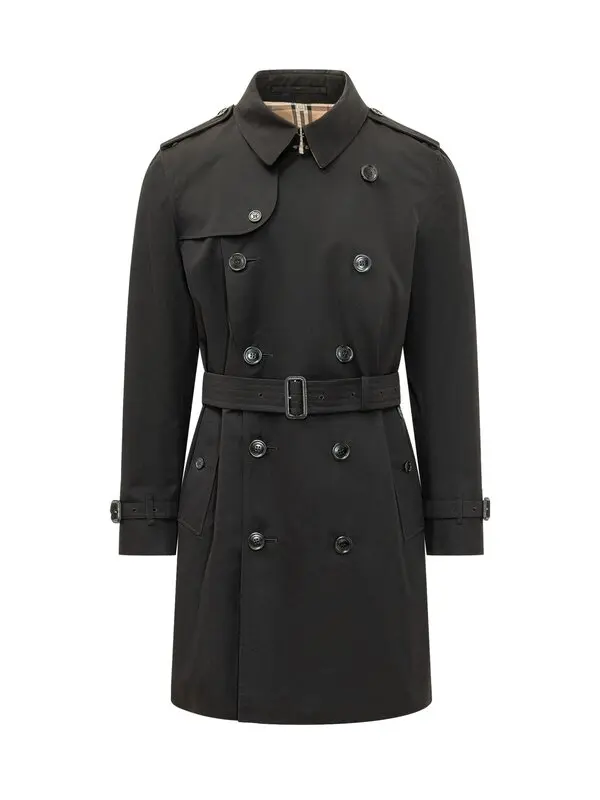 Burberry Kensington Mid Trench Coat - Black