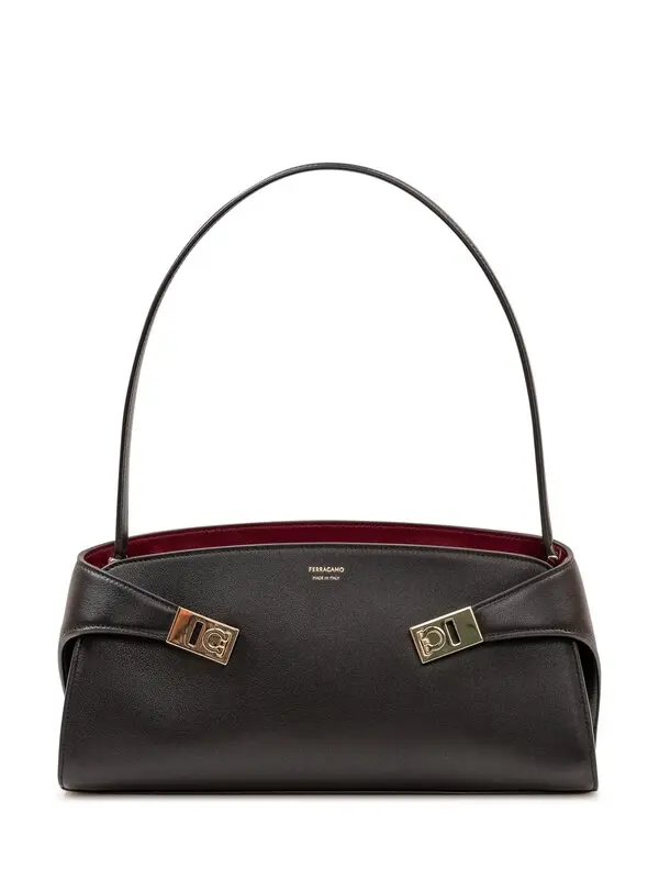 FERRAGAMO Chic Mini Hug Shoulder Bag - Nero-borgogna