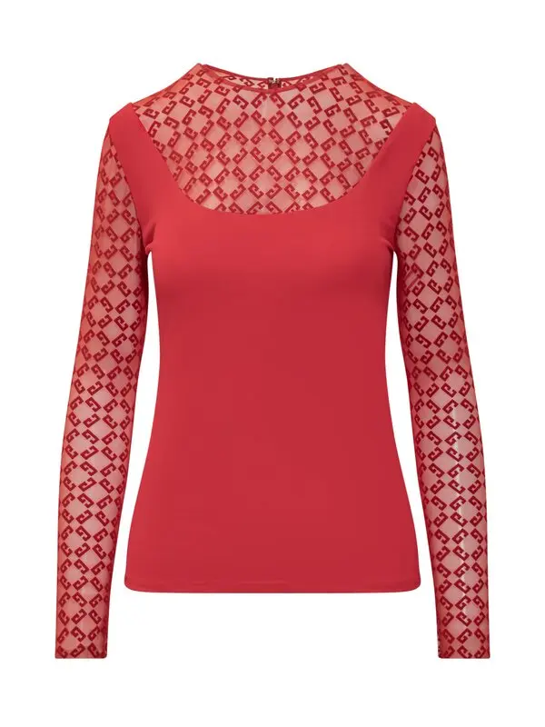 Givenchy Graphic Printed Long Sleeve Top - Red
