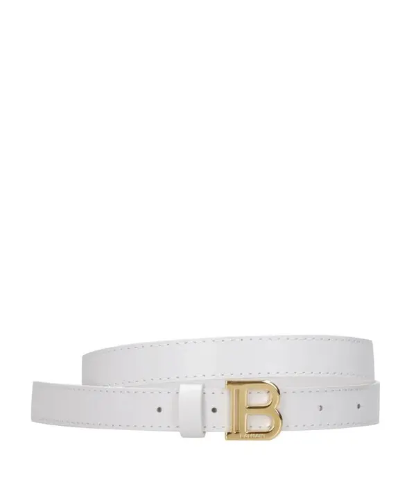 Balmain Elegant Leather Belt - White/gold