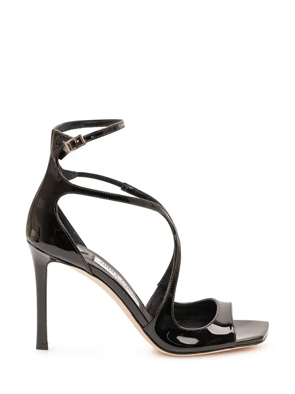 JIMMY CHOO Azia 95 Patent Mini Sandal - Black
