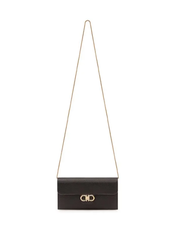 FERRAGAMO Mini Wallet For Everyday Essentials - Nero-flame Red