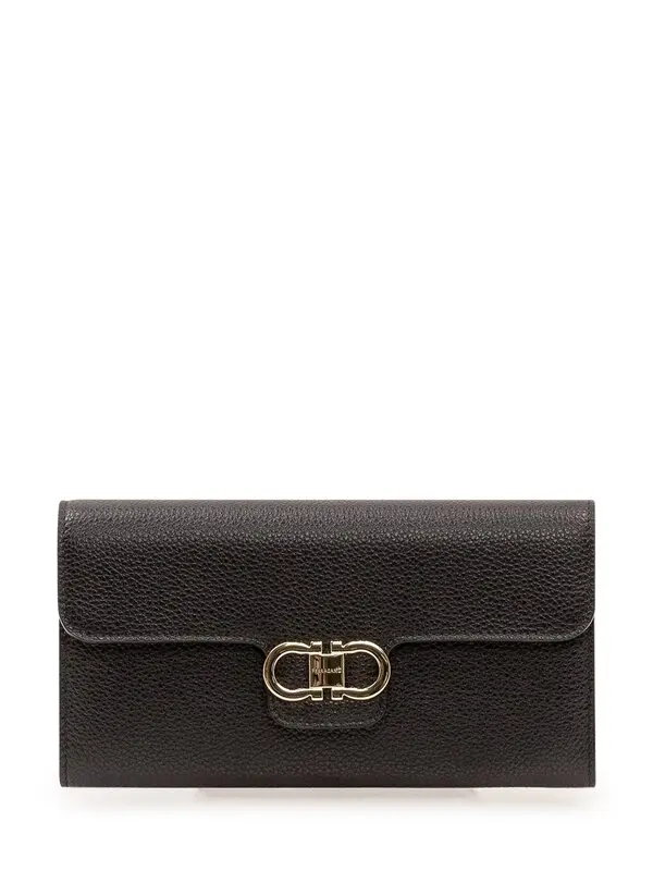 FERRAGAMO Mini Wallet For Everyday Essentials - Nero-flame Red