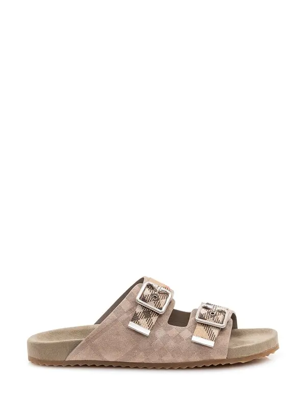 Burberry Double Buckle Sandals - Sparrow Beige