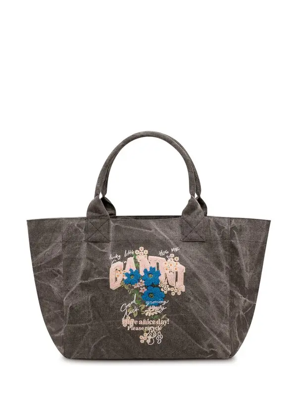 GANNI Trapeze Shop Tote Bag - Phantom