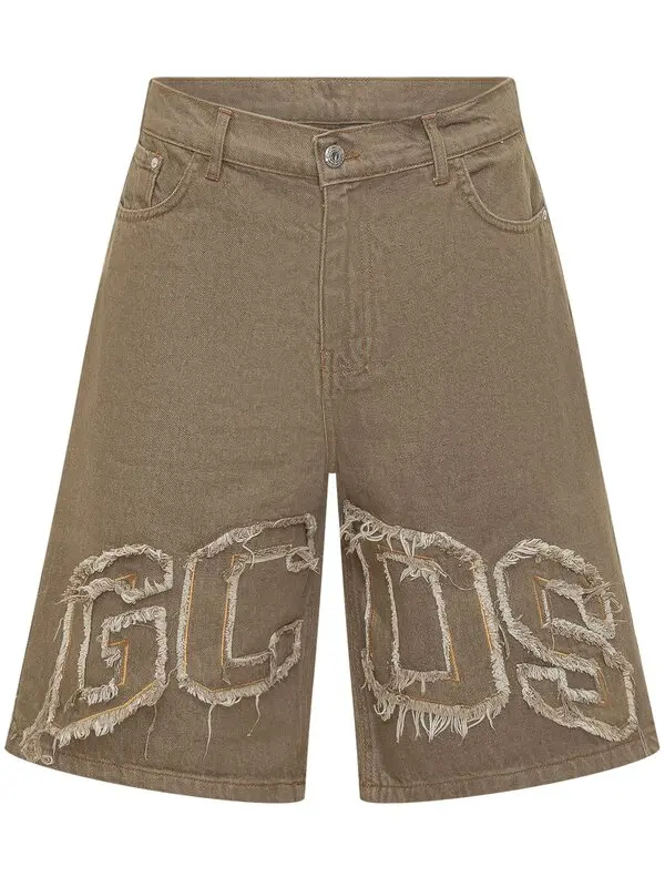 Gcds Bermuda Shorts With Logo Detail - Sandshell/taupe