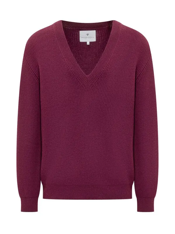 SEVEN GAUGE Merino Knitwear Sweater - Bordeaux