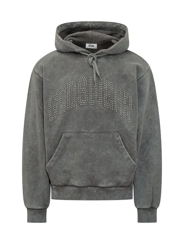 Gcds Studded Logo Hoodie - Meteorite/silver