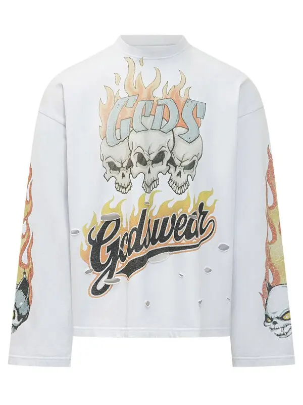 Gcds Graphic Print T-shirt - Bone/yellow