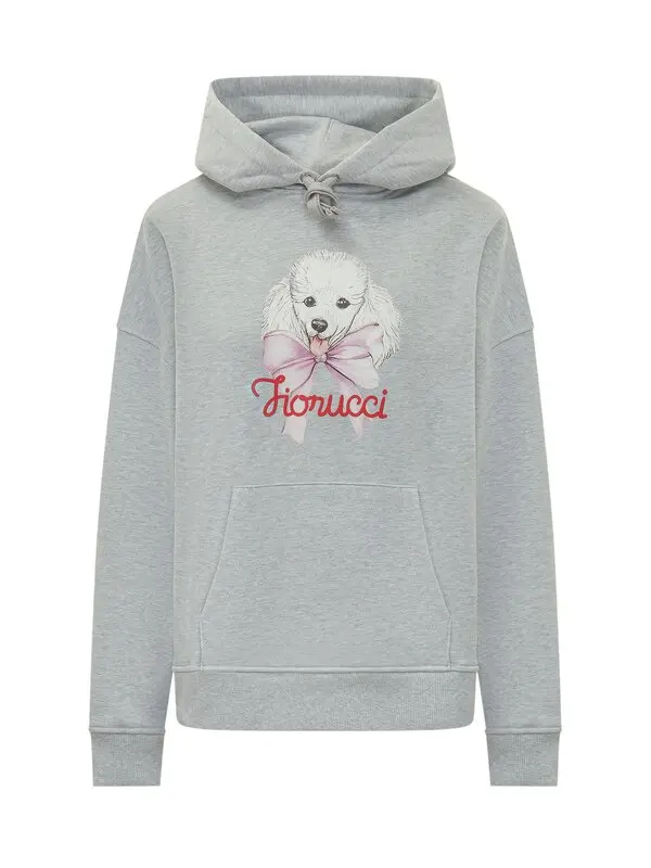 Fiorucci Mini Sweatshirt With Hood And Front Graphic - Grey