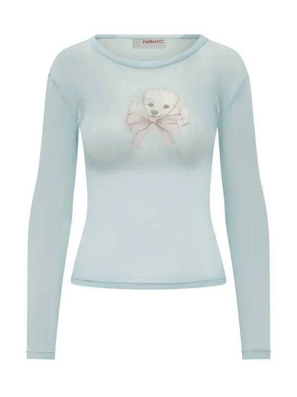 Fiorucci Long Sleeve Tulle Top - Light Blue
