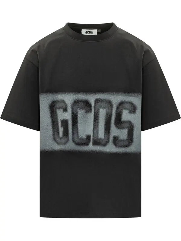 Gcds Logo Spray T-shirt - Black/grey