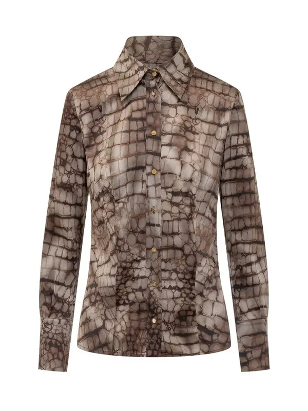 Elisabetta Franchi Animal Print Shirt - Cacao
