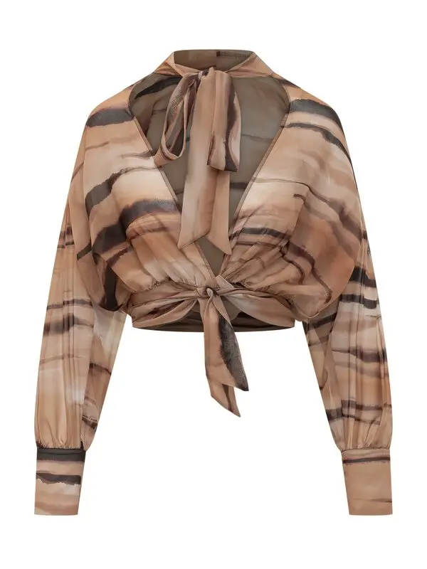 Elisabetta Franchi Elegant Blouse With Bow And Print