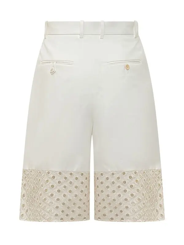 Marni Sartorial Mini Bermuda Shorts With Lace Insert - Bianco
