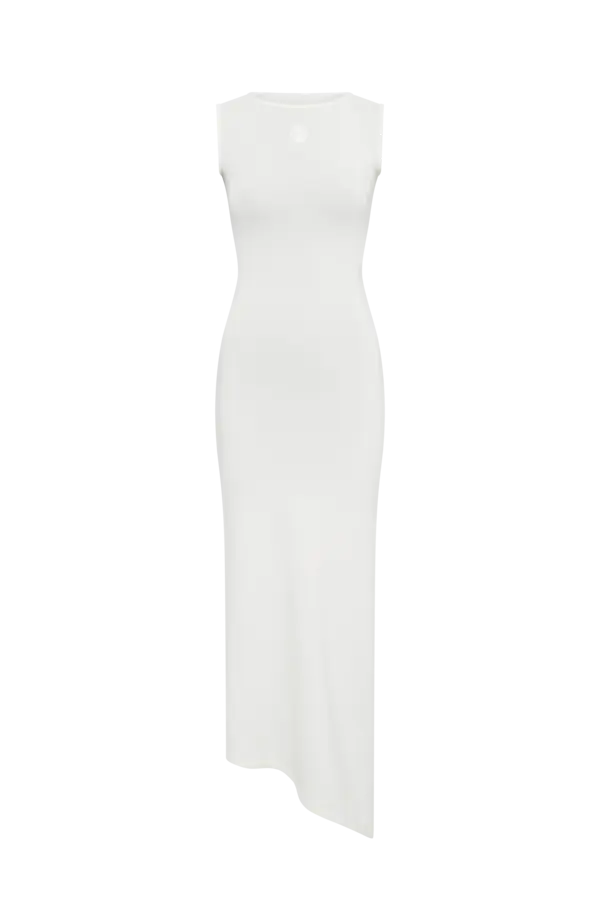 MARINE SERRE Elegant Logo Midi Dress - White