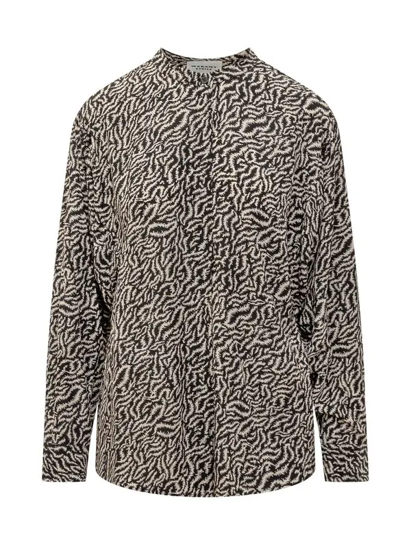 MARANT ETOILE Abstract Print Long Sleeve Shirt - Ecru/black