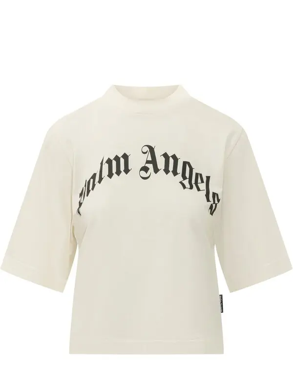 Palm Angels Curved Logo Boxy T-shirt - Off White-black