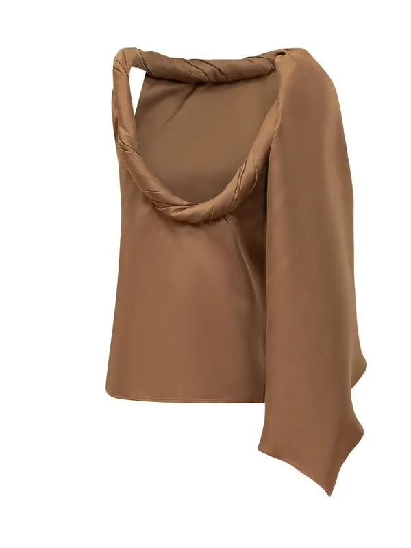 Loulou De Saison Silk Draped Neck Top