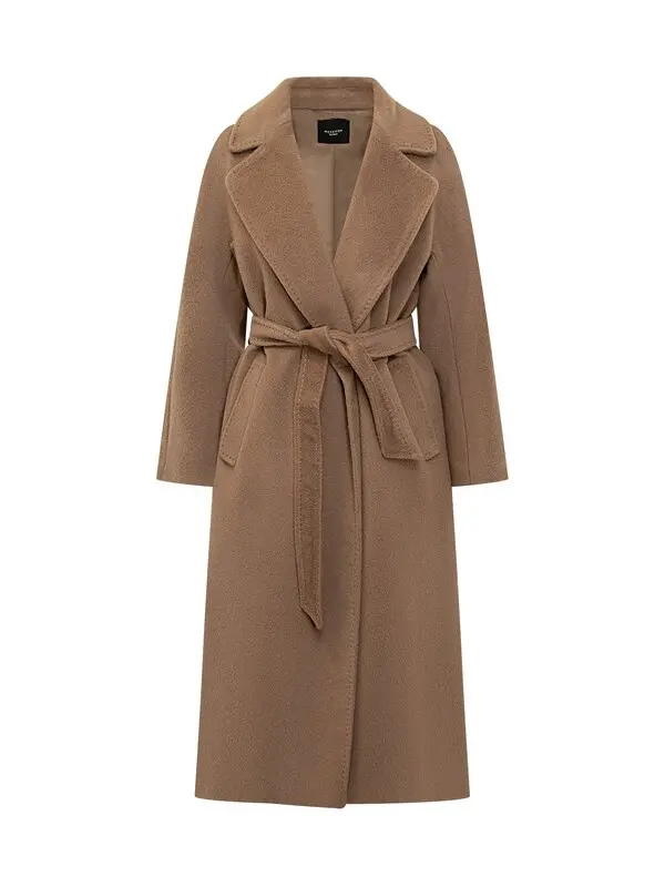 Max Mara Weekend Overcoat In Wool With Belt - Cammello