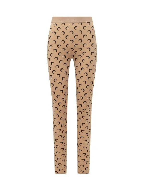 MARINE SERRE Moon Printed Leggings With Fascia Logo - Tan