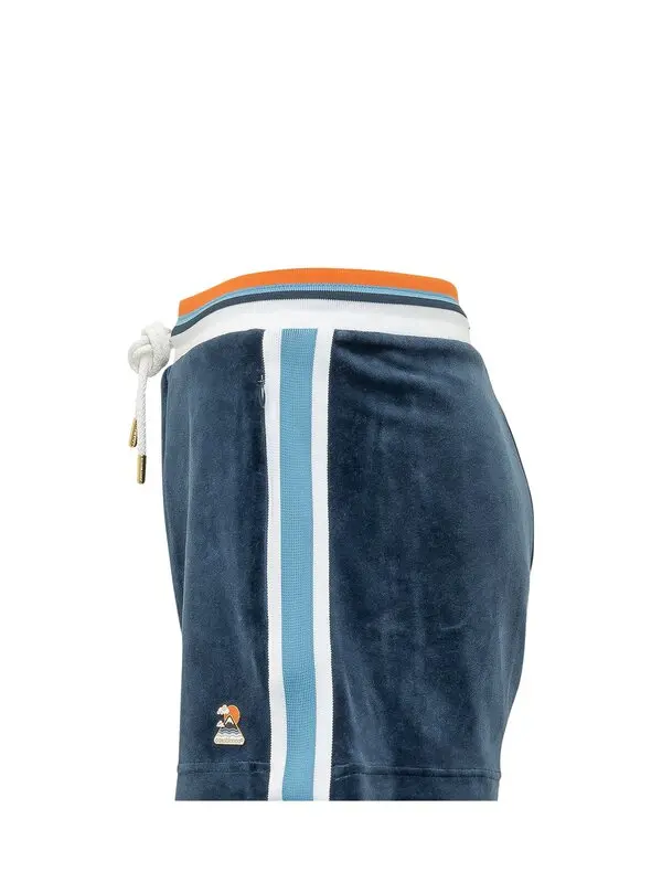 Casablanca Velvet Shorts With Drawstring - Navy