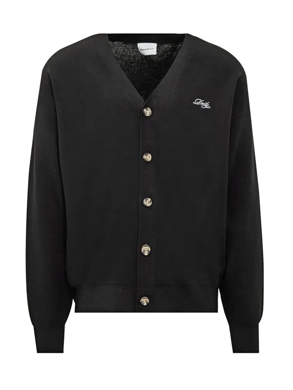Drole De Monsieur Embroidered Merino Wool Cardigan - Black