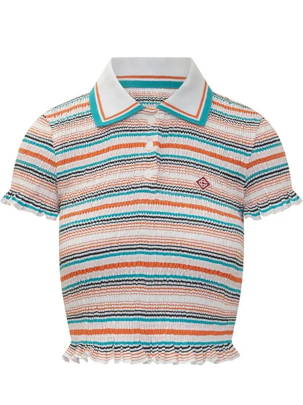 Casablanca Shirred Polo With Stripes