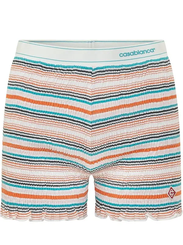 Casablanca Shirred Mini Shorts - Stripe