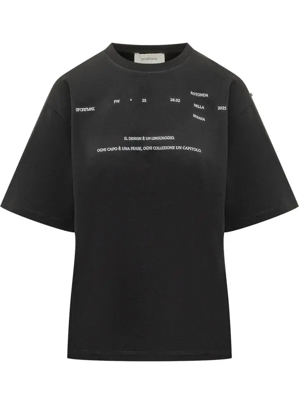 Sportmax Printed Cotton T-shirt - Nero