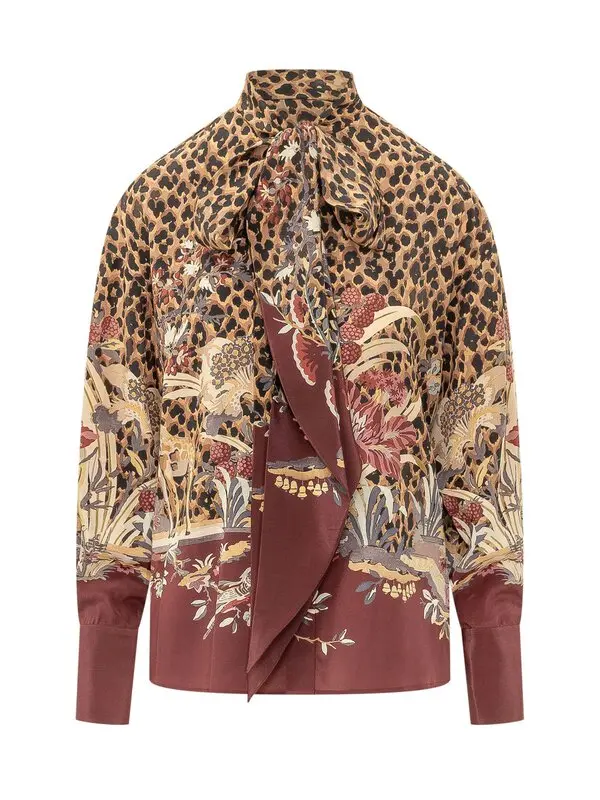 Etro Animal Print Silk Blouse