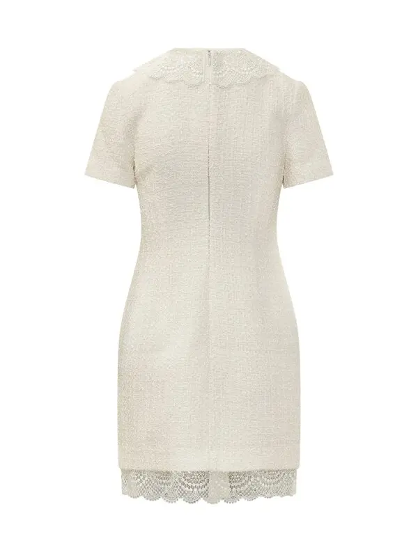 SELF-PORTRAIT Chic Trim Mini Dress - Cream