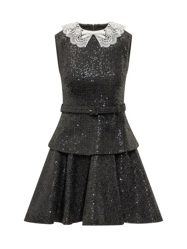 SELF-PORTRAIT Sequin Mini Dress - Black