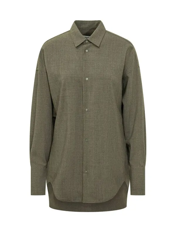 DARKPARK Carla Oversized Linen-blend Shirt - Green Melange